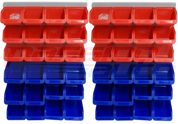 48pce Plastic Wall Mounted Storage Bin Kit Garage Workshop Shed